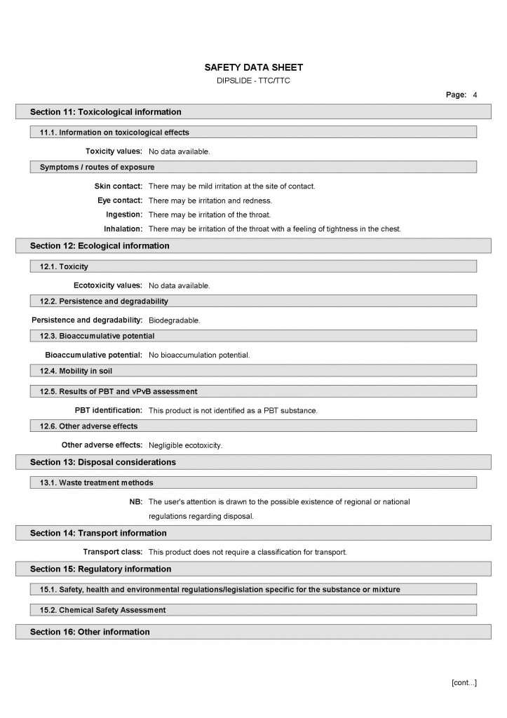 SAFETY DATA SHEETS | DTK Water Test Kits - Simplified Test Water Analysis